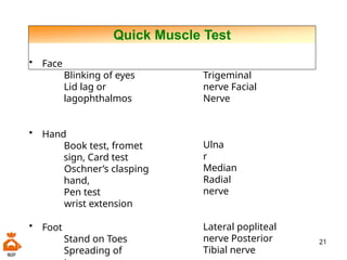 Examination of Nerves. Leprosy Clinical examination | PPTX