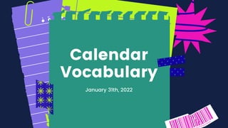 Calendar Vocabulary material for children | PDF