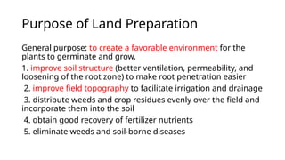 Land preparation for Annual and Perennial Crops | PPTX