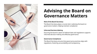 Responsibilities of a Board Secretary (Overview) | PPTX