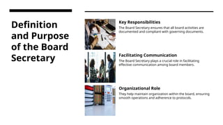 Responsibilities of a Board Secretary (Overview) | PPTX
