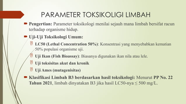4. Klasifikasi_Parameter_Limbah.pptx materi pengelolaan limbah | PPT