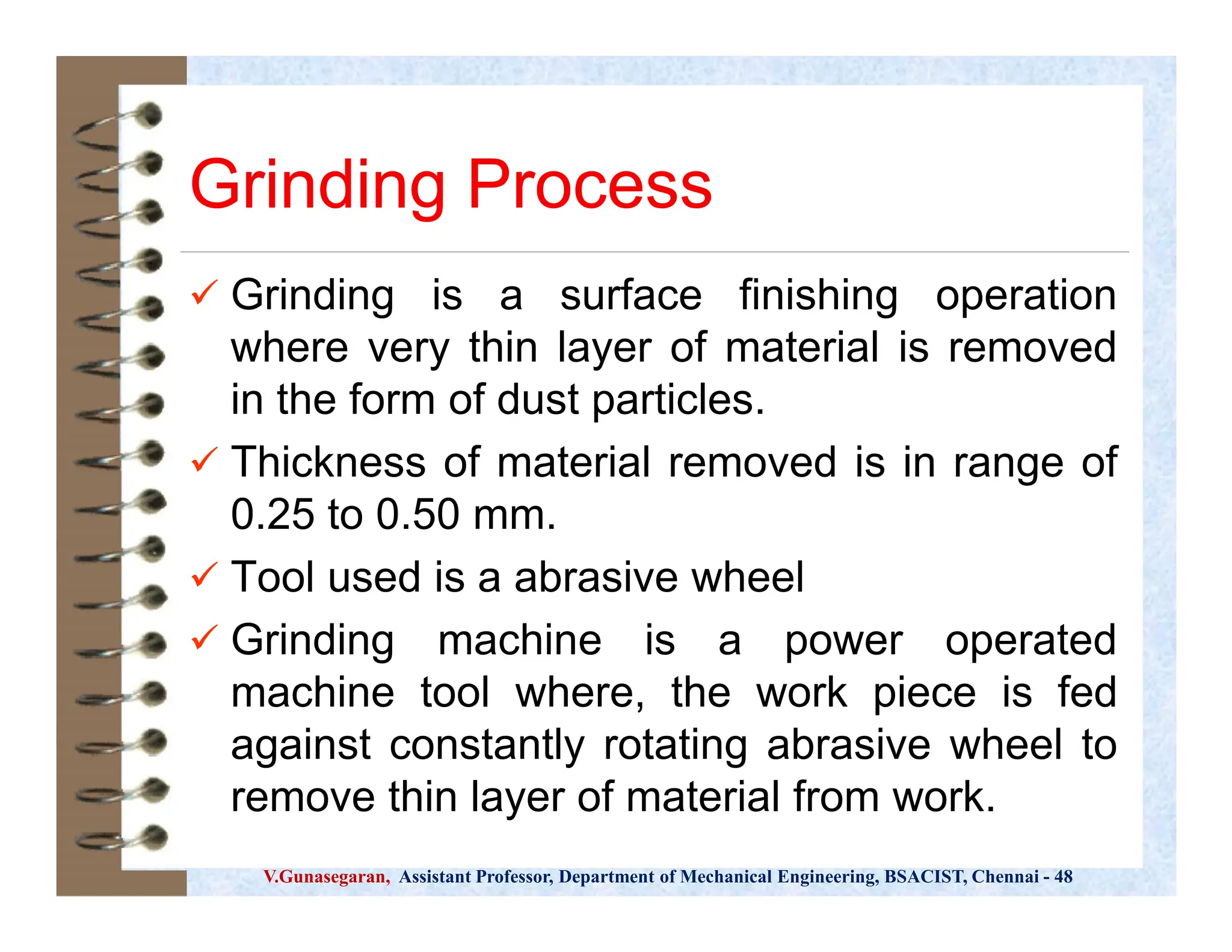 Grinding Process mechanical manufacturing | PDF