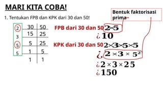 4. KPK DAN FPB metode tabel sd kelas 5 kurikulum merdeka | PPTX