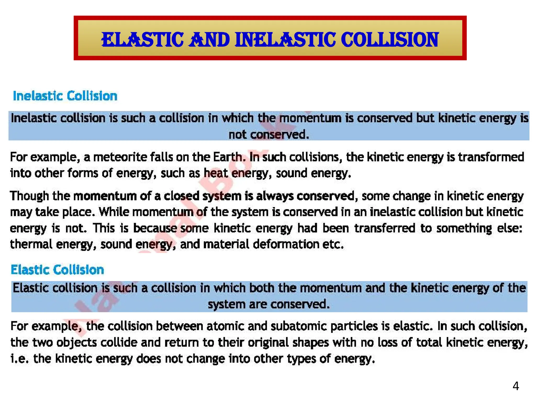 4. Elastic and Inelastic Collision, effectiv collision | PPTX