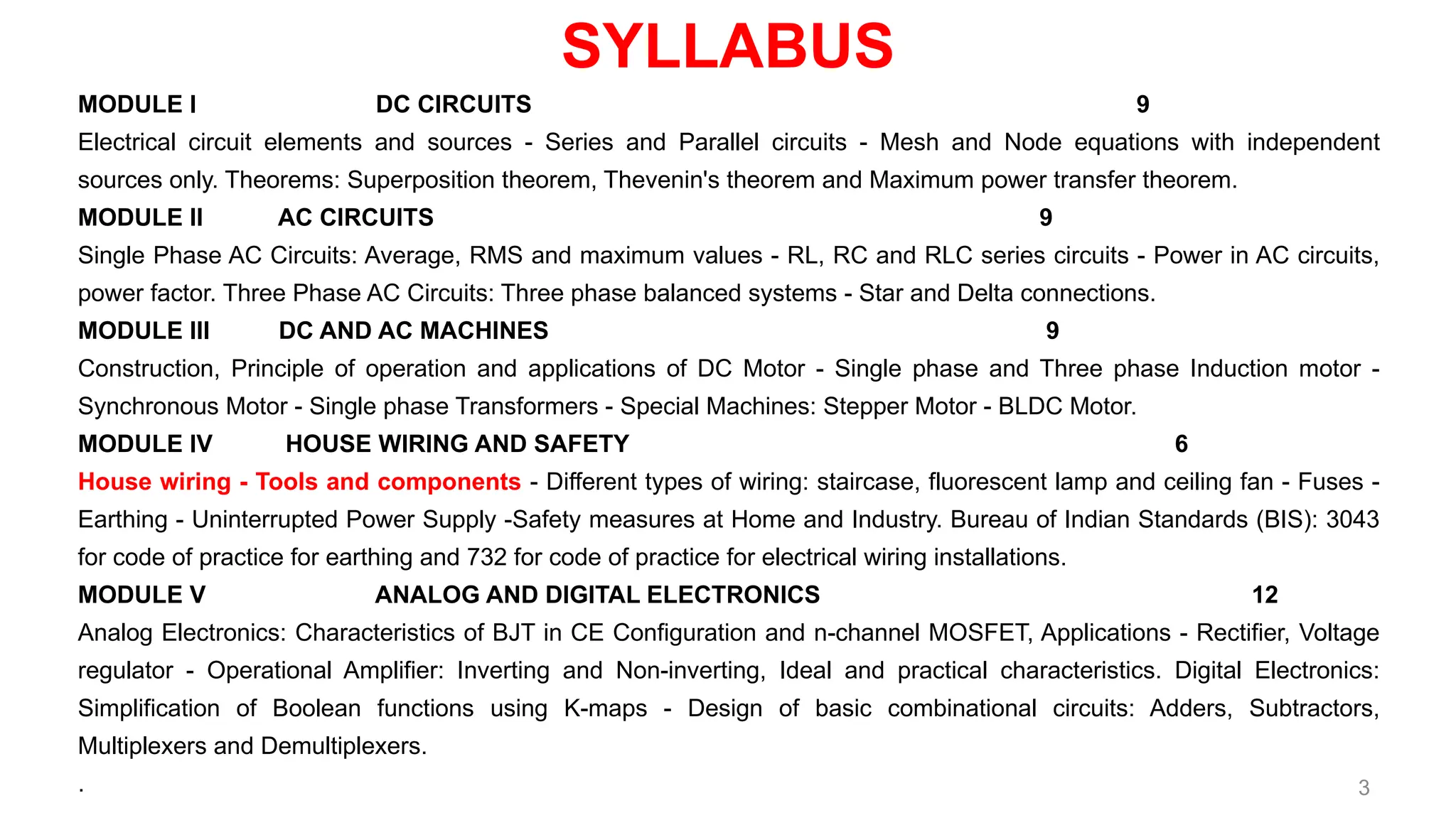 House wiring - Tools and components in Electrical Engineering | PPTX
