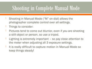 Introduction to photography shooting in manual mode | PPT