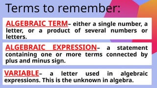 4.1 INTRODUCTION TO ALGEBRA: Terms. pptx | PPTX