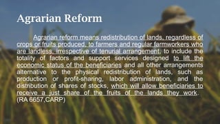 Presentation on Agrarian Reform Policies | PPTX