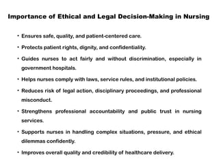 Ethical - Legal decision making and Safe Nursing Practices | PPTX