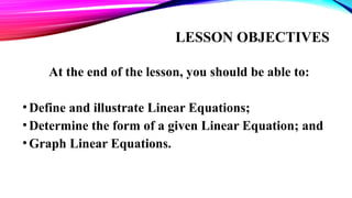 Linear Equations in Two Variables and its Graphs | PPTX