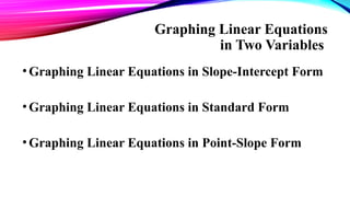 Linear Equations in Two Variables and its Graphs | PPTX