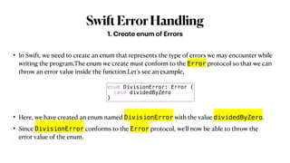 Basic Swift programming and Error Handling | PPT