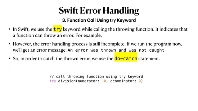 Basic Swift programming and Error Handling | PPT