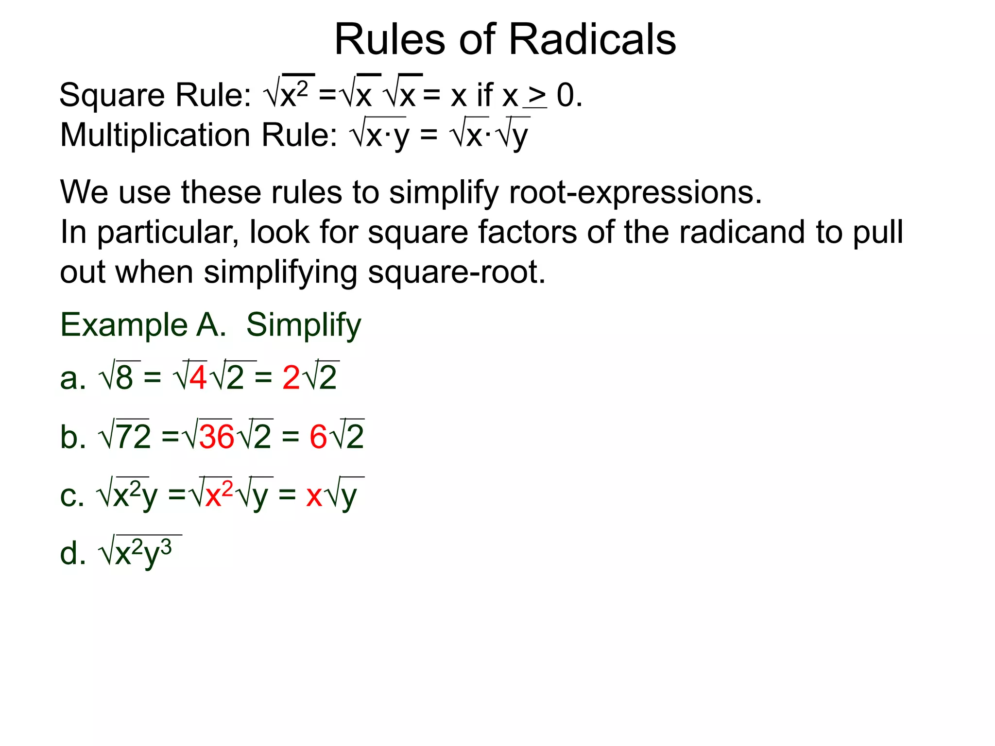 4 2 rules of radicals | PPTX