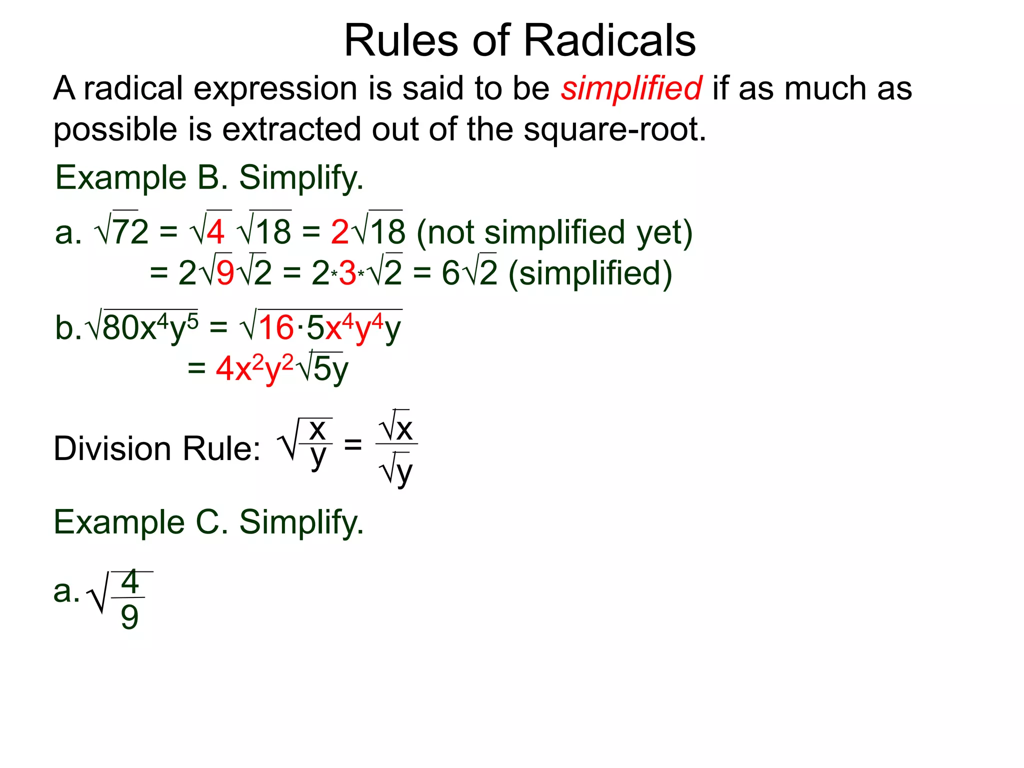 4 2 rules of radicals | PPTX