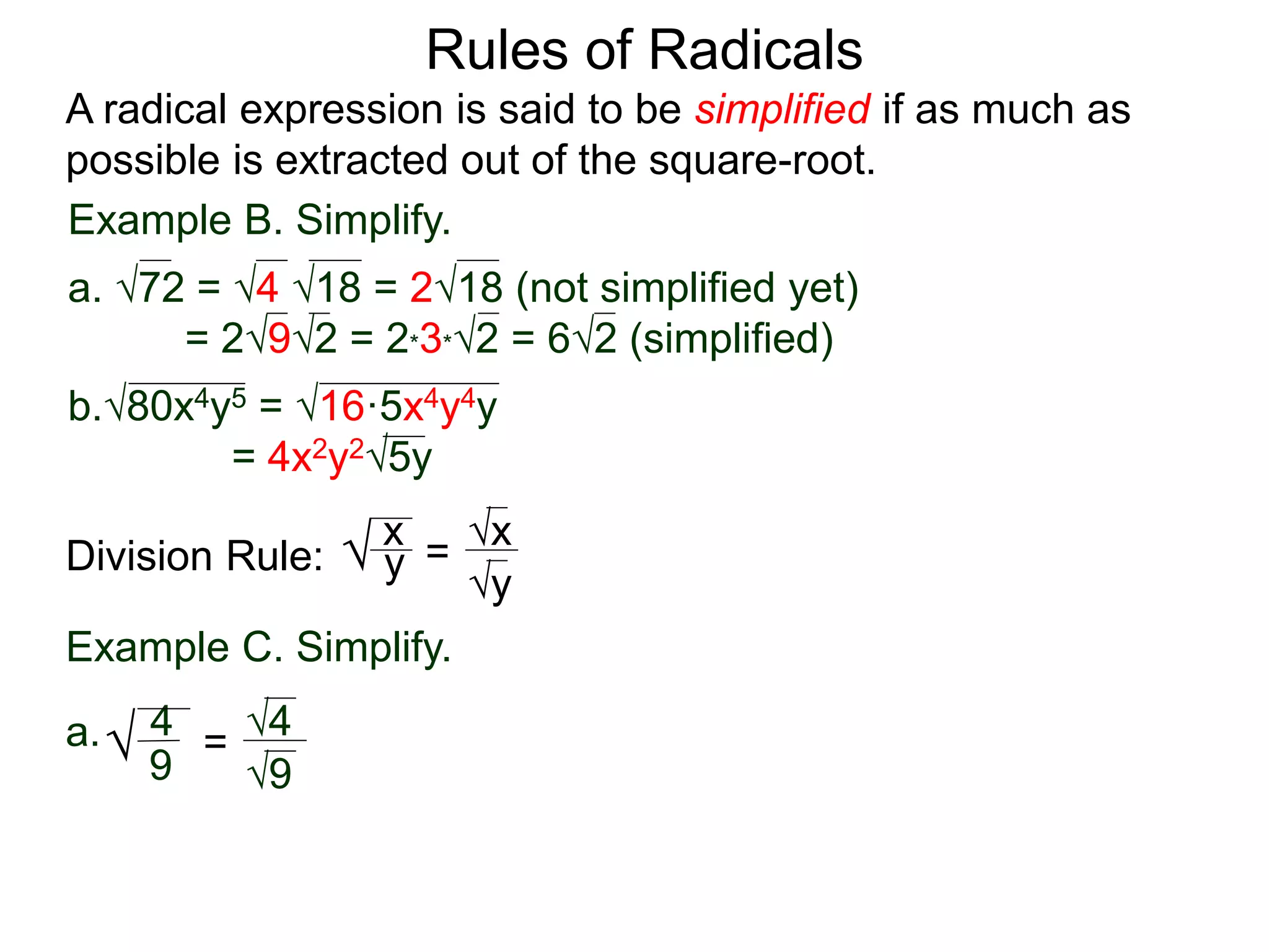 4 2 rules of radicals | PPTX