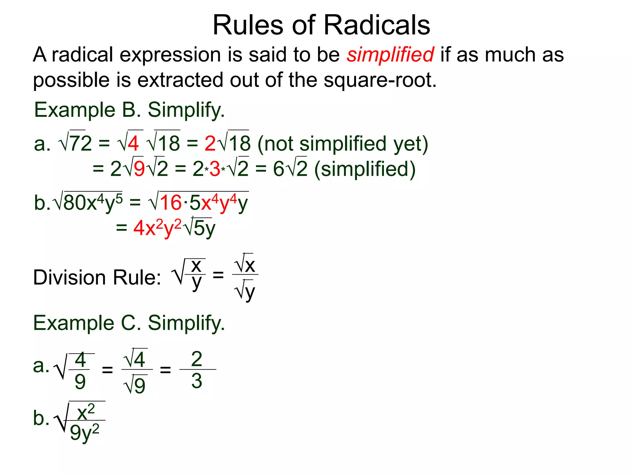 4 2 rules of radicals | PPTX