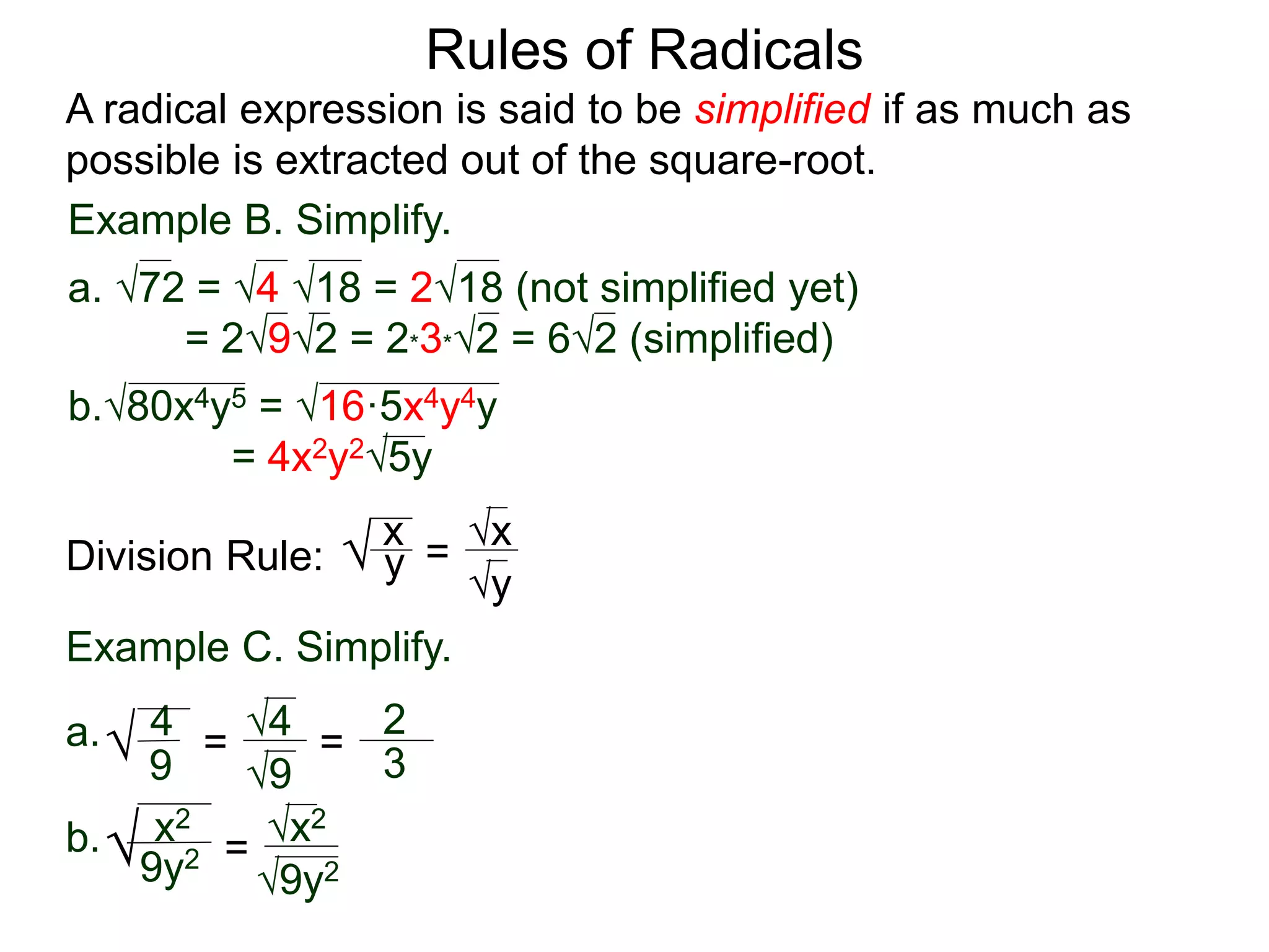 4 2 rules of radicals | PPTX