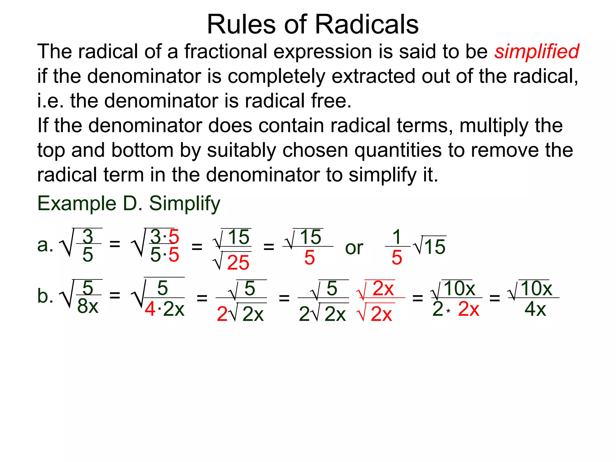 4 2 rules of radicals | PPTX