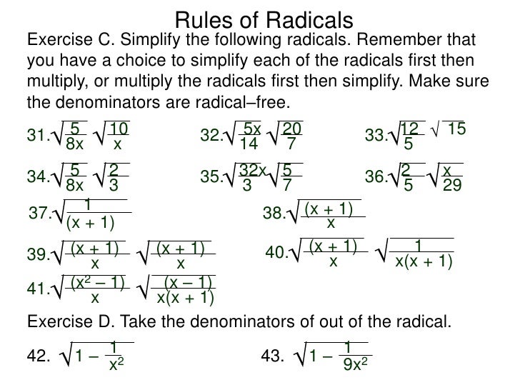 4 2 rules of radicals