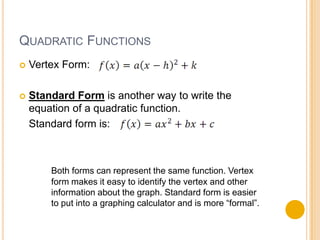 4.2 standard form of a quadratic function (Part 1) | PPTX