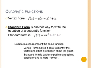 4.2 standard form of a quadratic function | PPTX
