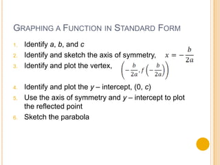 4.2 standard form of a quadratic function | PPTX