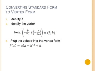 4.2 standard form of a quadratic function 2 | PPT