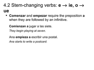 4.2 Stem changing verbs e to ie, o to ue | PPT