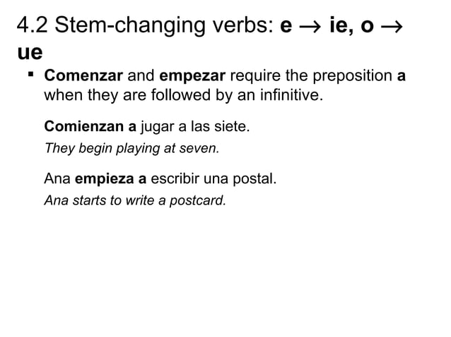 4.2 Stem changing verbs e to ie, o to ue | PPT