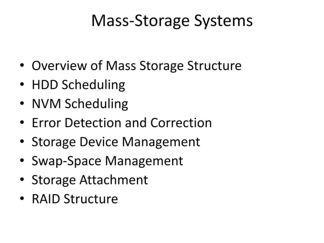 Mass storage systems presentation operating systems | PPT | Data Storage and Warehousing | Computing