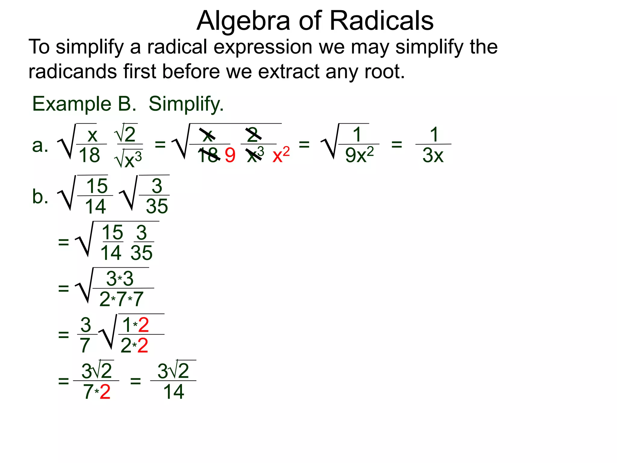 4 3 algebra of radicals | PPT