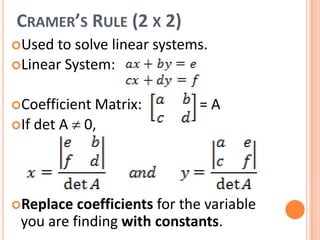 4.3 Determinants and Cramer's Rule | PPTX