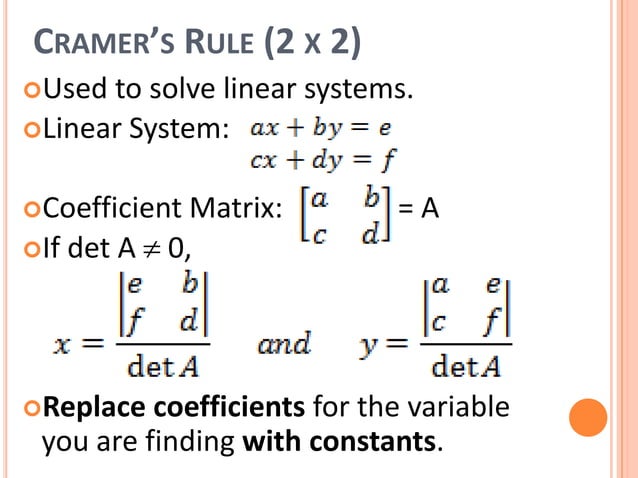 4.3 Determinants and Cramer's Rule | PPTX | Physics | Science