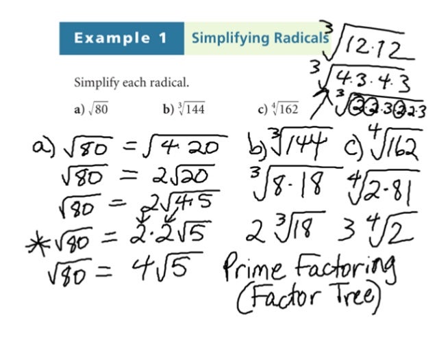 4.3 simplify radical notes