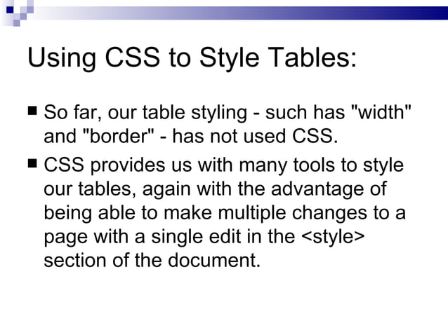 4.3 table styling | PPT | Web Design and HTML | Internet