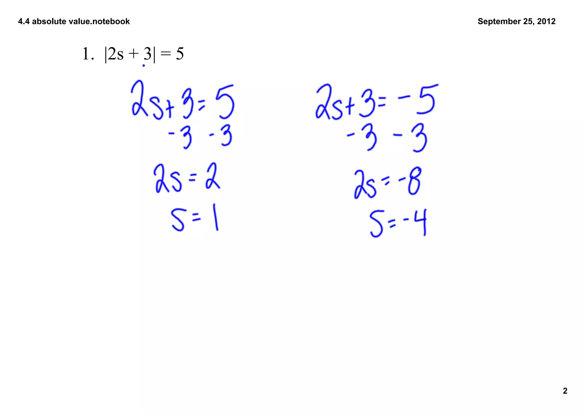 4.4 absolute value equations | PPT