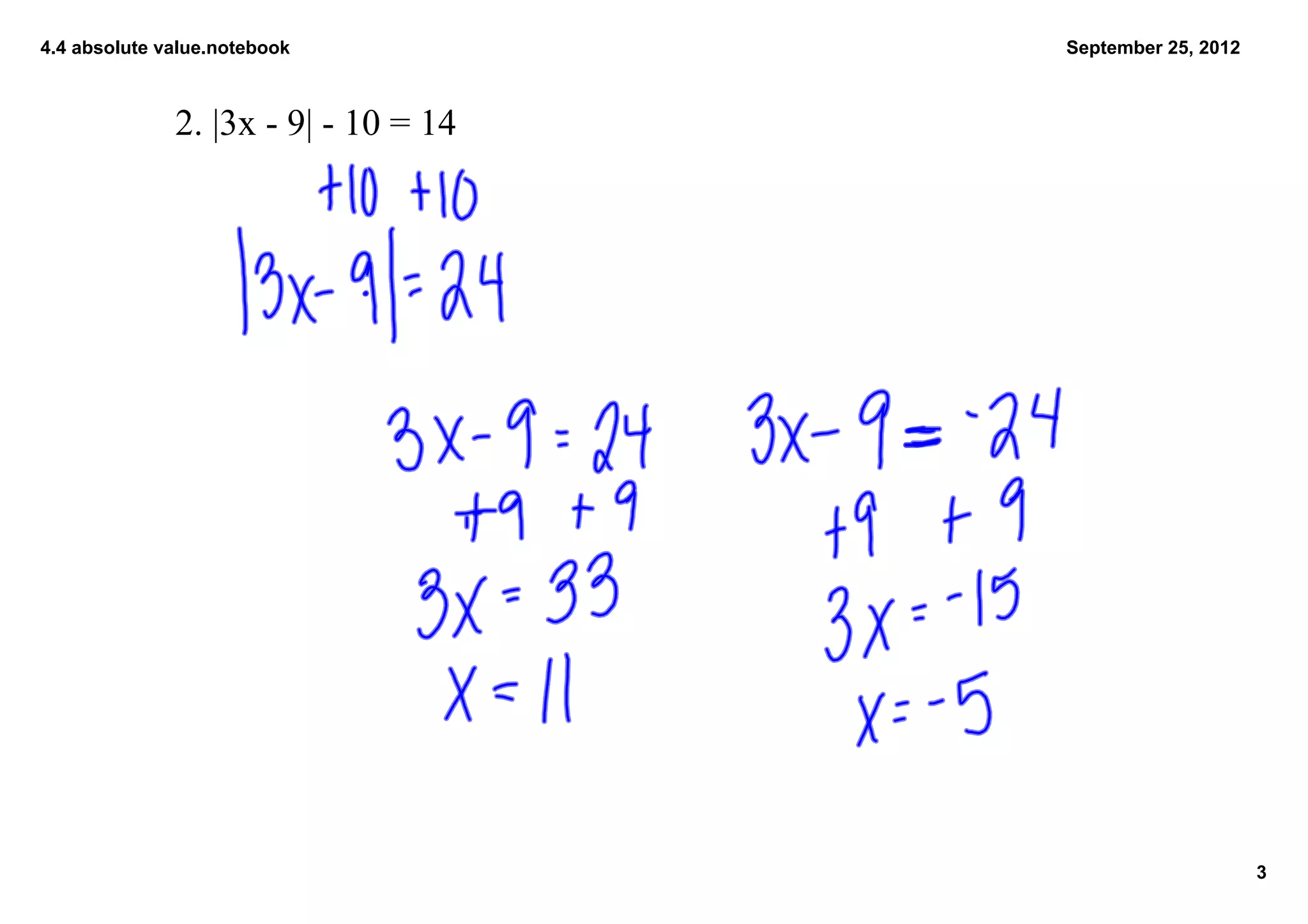 4.4 absolute value equations | PPT