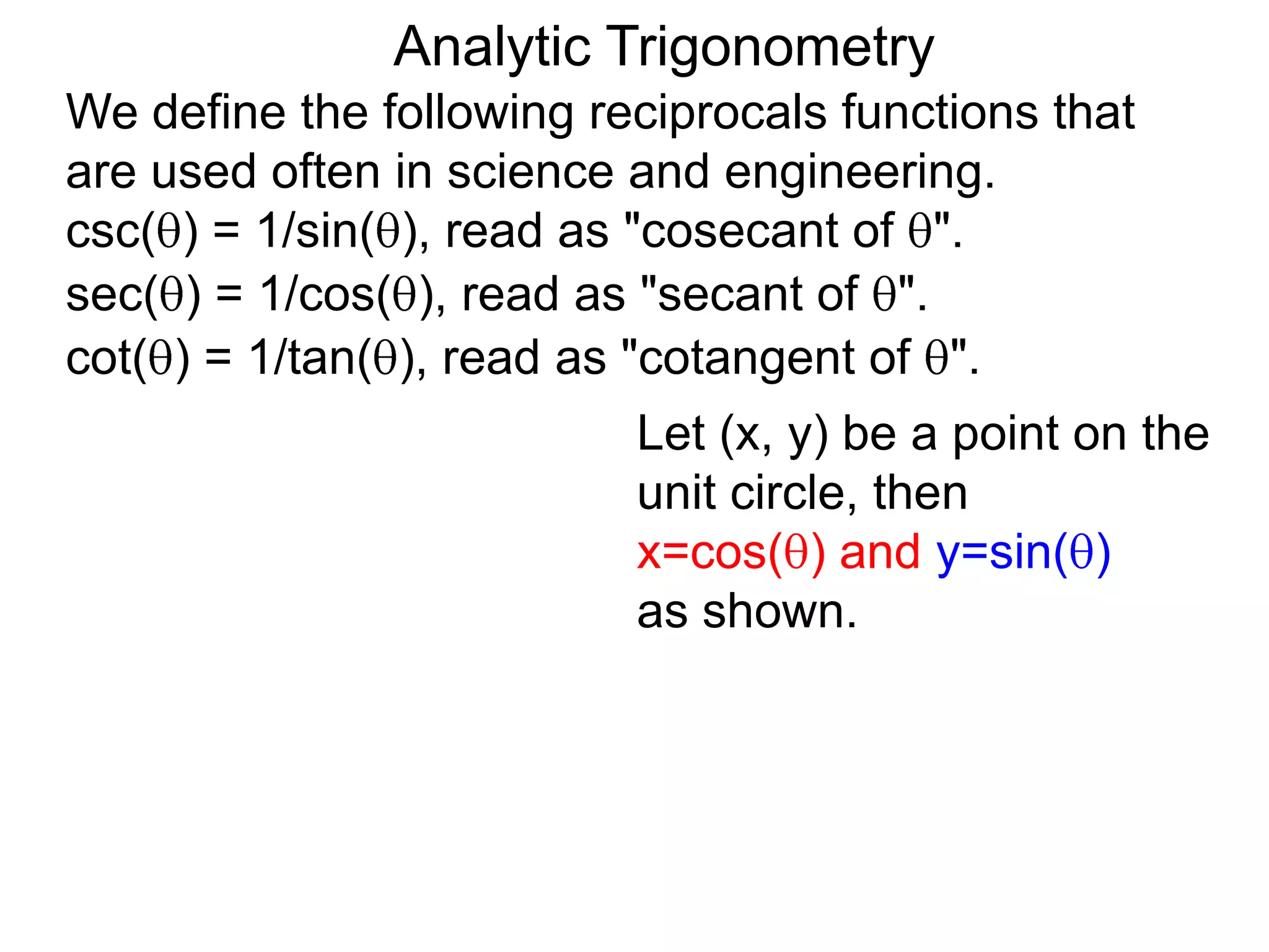 t3 analytic trigonometry and trig formulas | PPTX