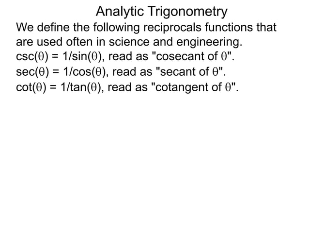 t3 analytic trigonometry and trig formulas | PPTX