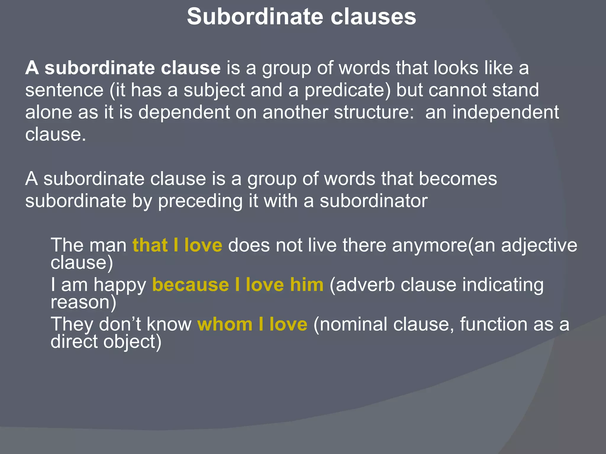 4.4 compound sentence by_subordination | PPT