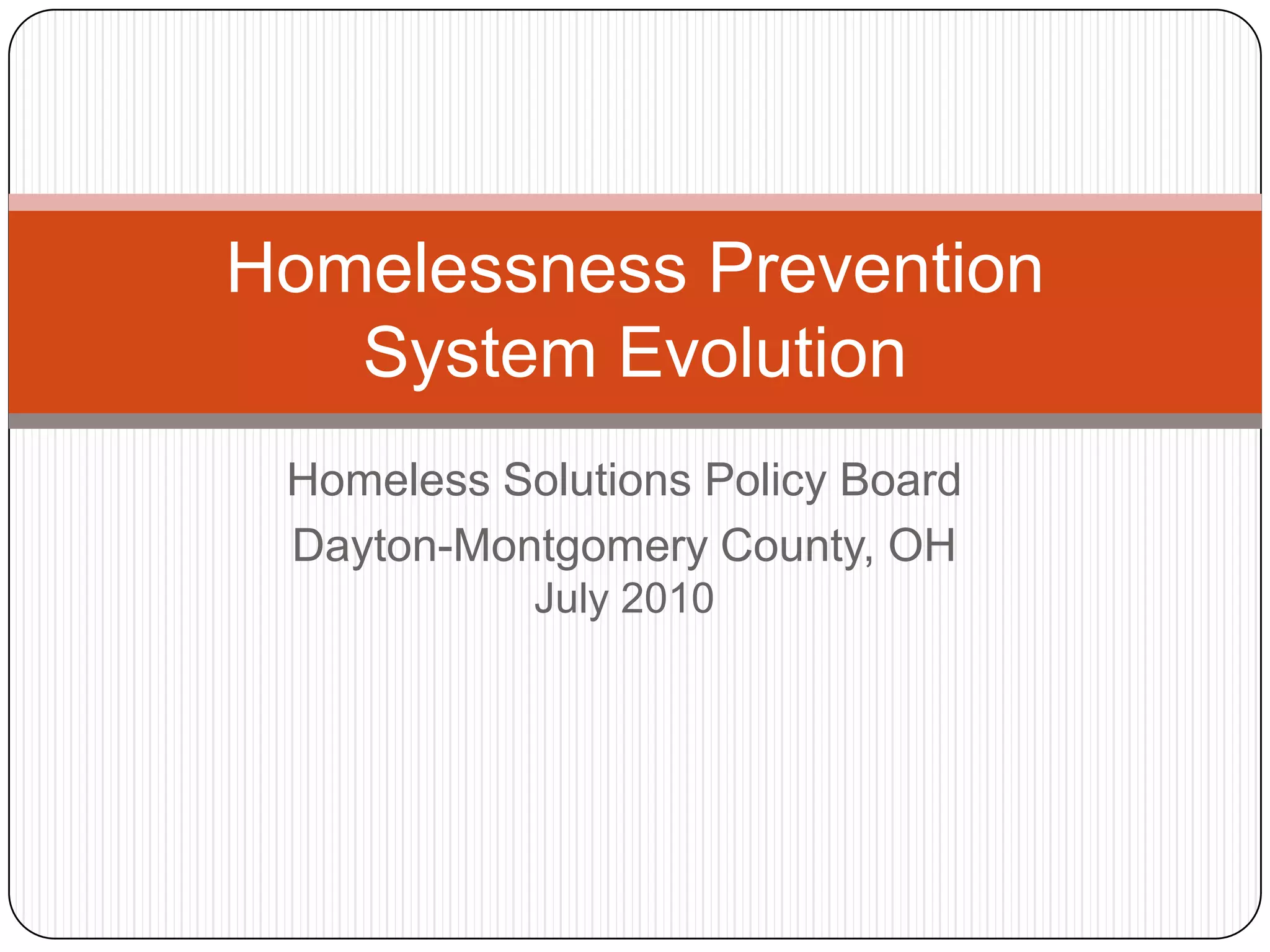 4.4 Creating a Homelessness Prevention System (Homeless Solutions ...