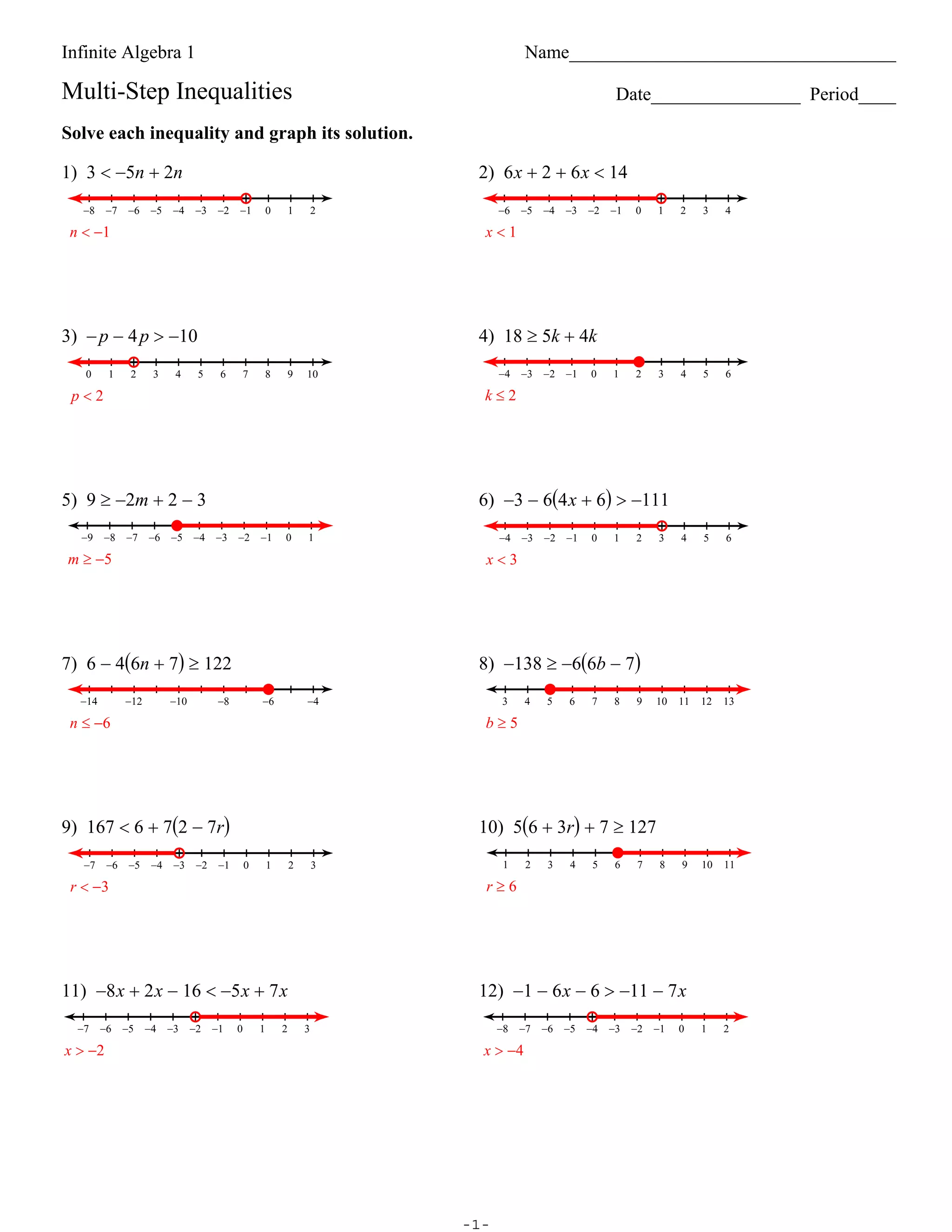 4.4 multi step inequalities | PDF