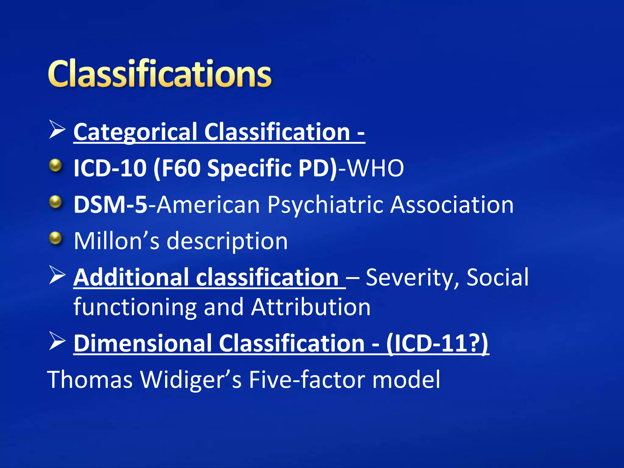 personality disorders classification | PPT