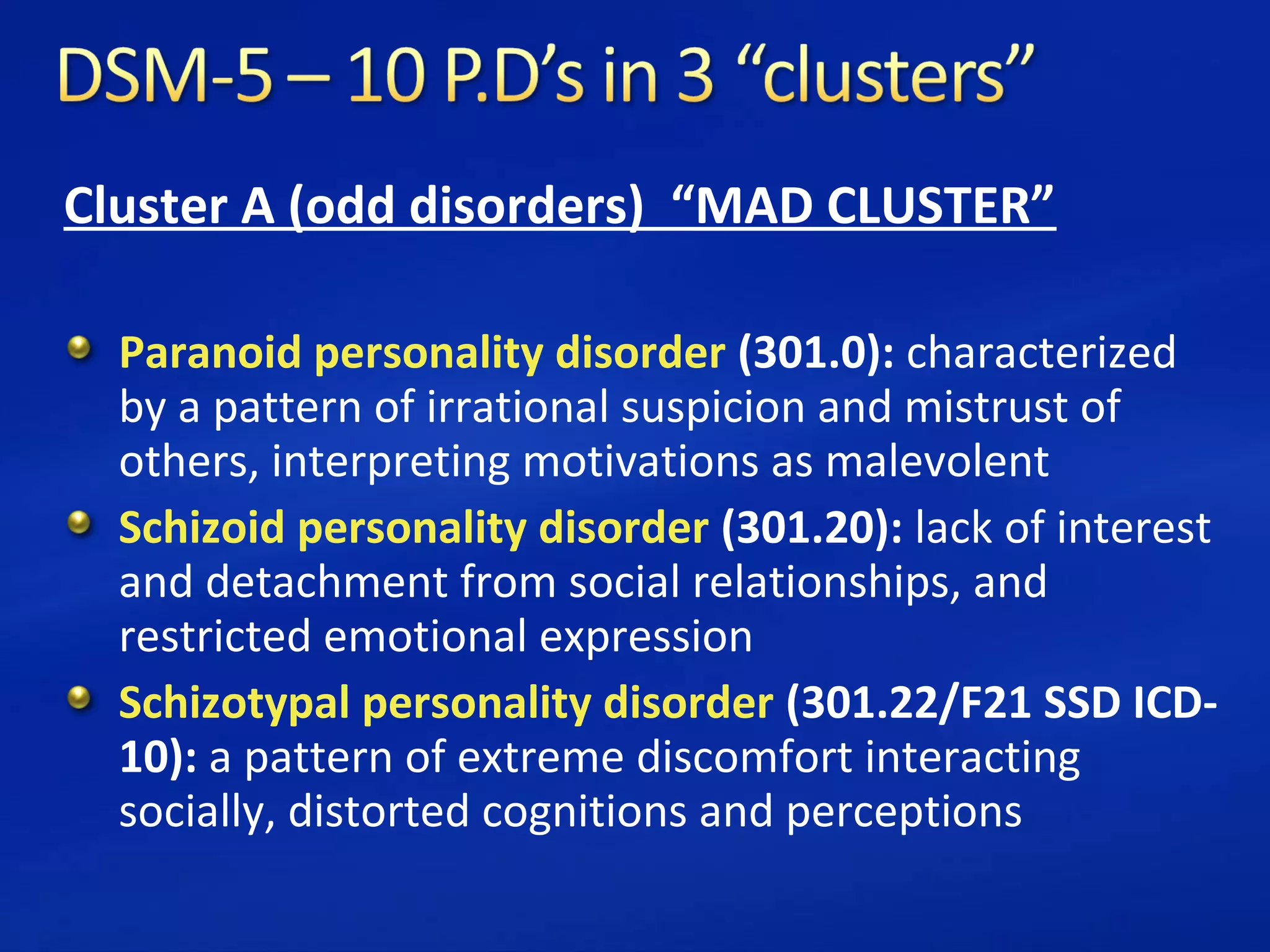 personality disorders classification | PPT