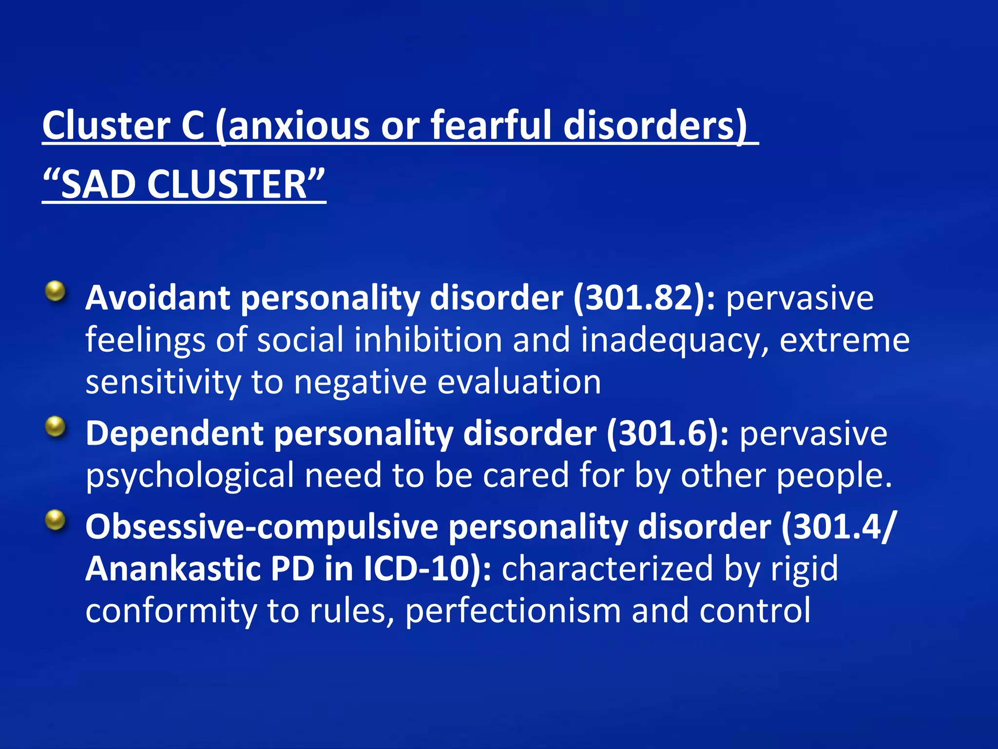 personality disorders classification | PPT