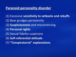personality disorders classification | PPT