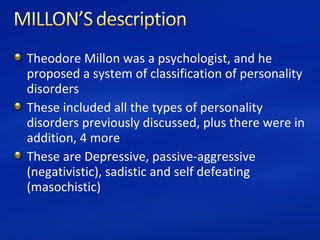 personality disorders classification | PPT