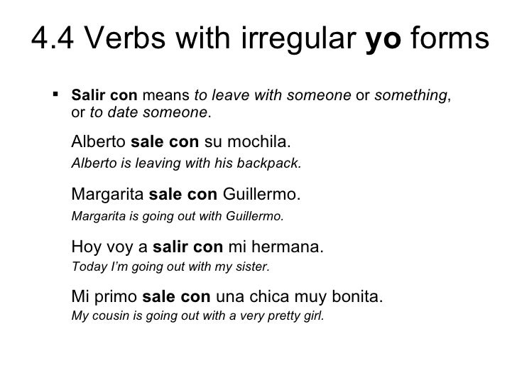 44 Verbs With Irregular Yo Forms